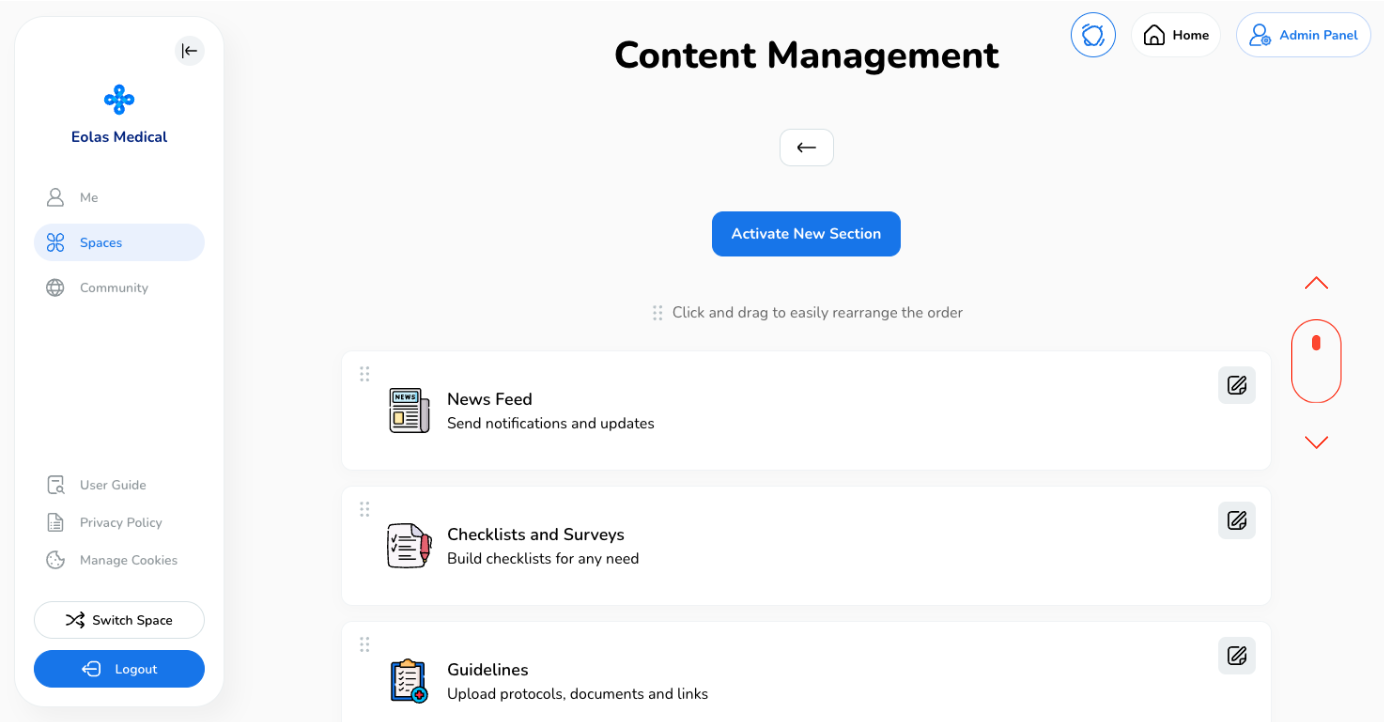 Admin - Content Management Overview | Eolas Medical | Help Center